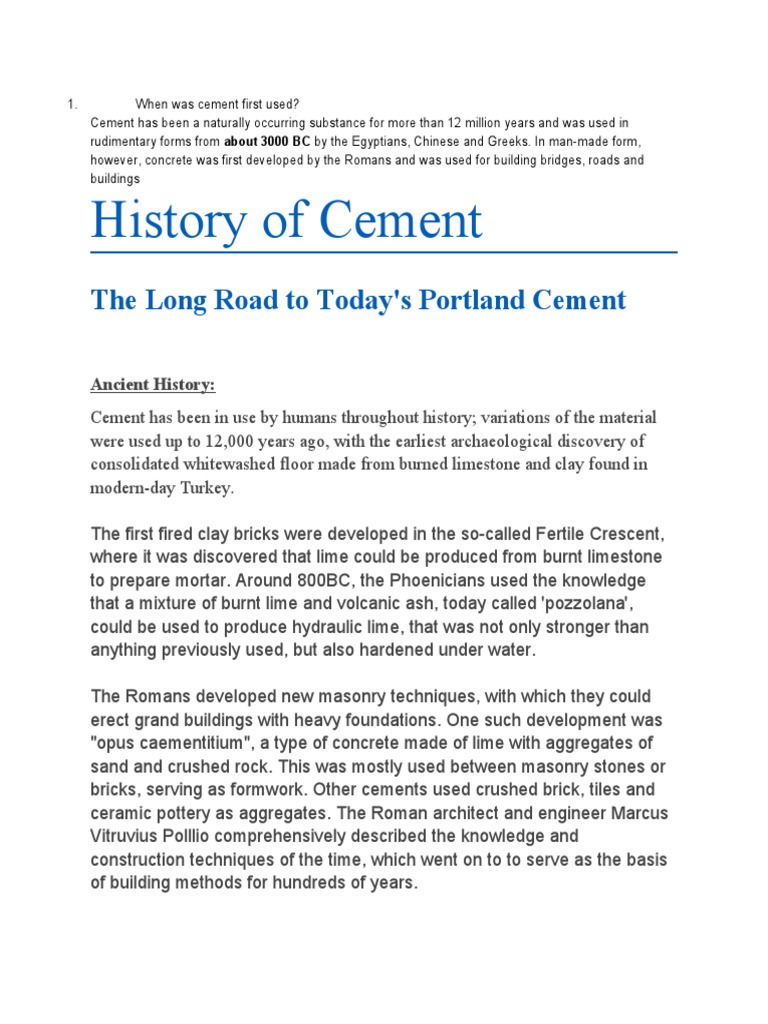 When Was Cement First Used | PDF | Cement | Concrete