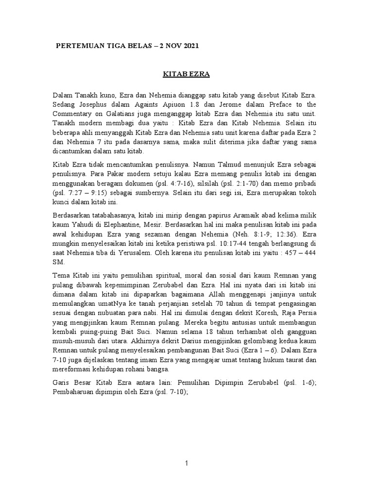KITAB EZRA DAN NEHEMIA PERTEMUAN 13 14-Dikonversi | PDF