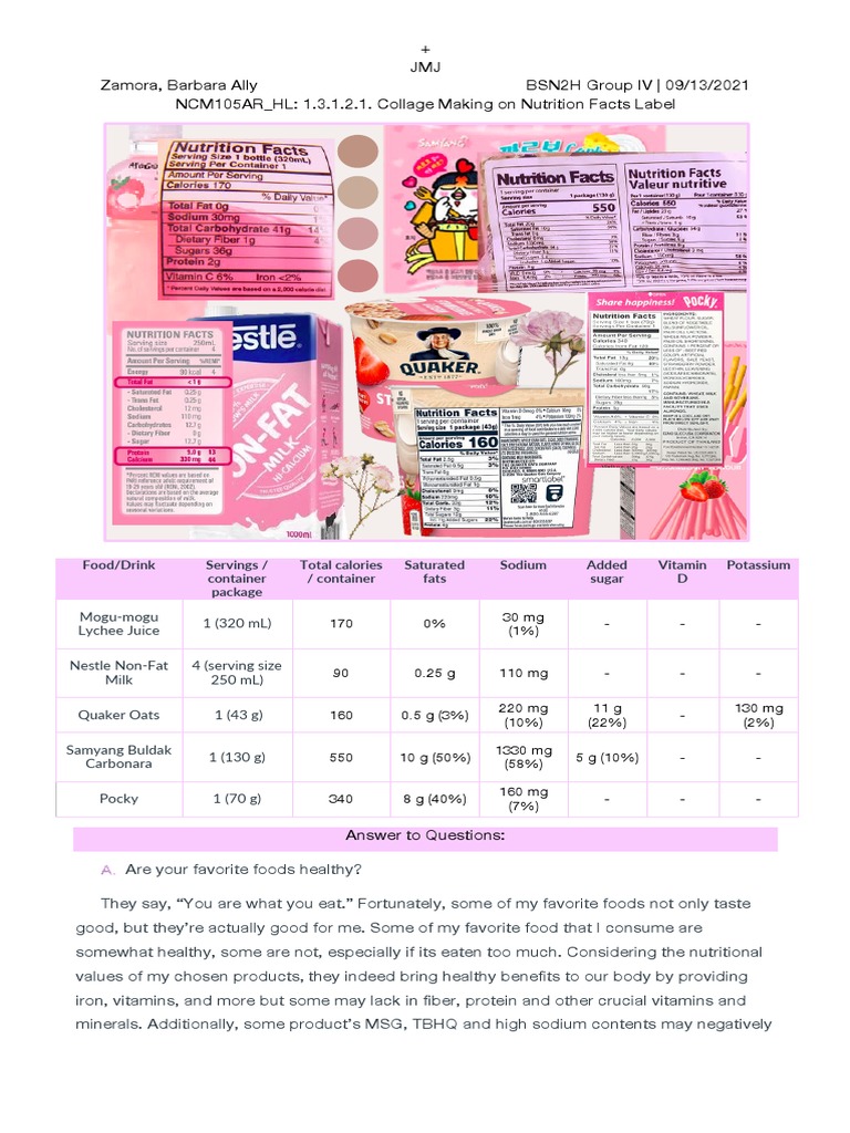 1.3.1.2.1. Collage Making On Nutrition Facts Label | PDF | Fat ...