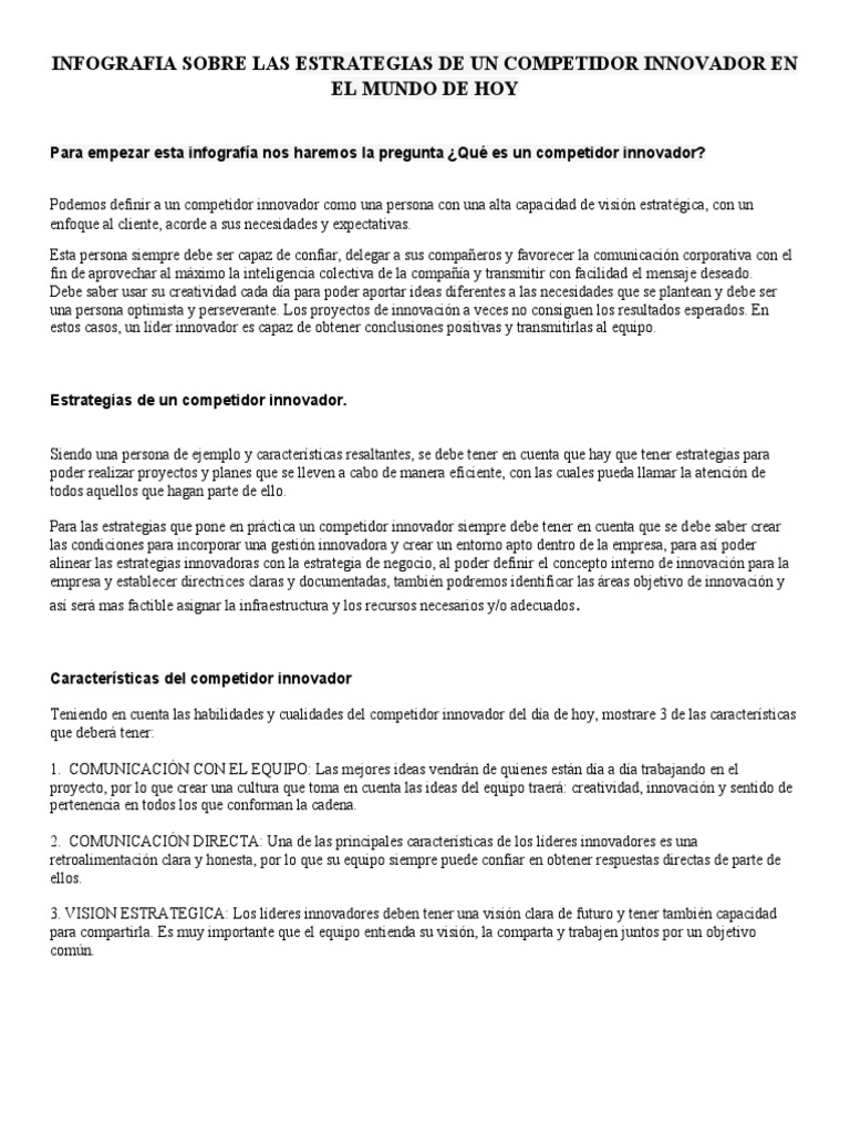 Competidor Innovador | PDF | Innovación | Creatividad