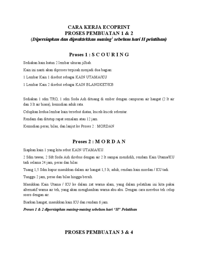 Cara Kerja Ecoprint | PDF