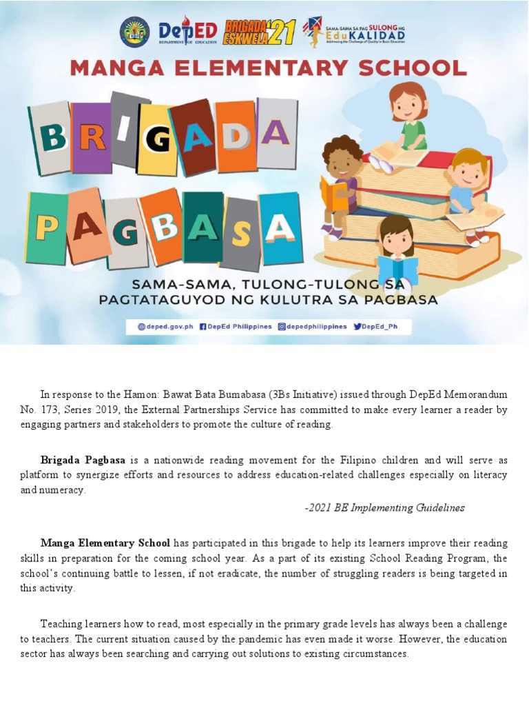 Brigada Pagbasa at Manga Elementary | PDF | Learning | Teachers