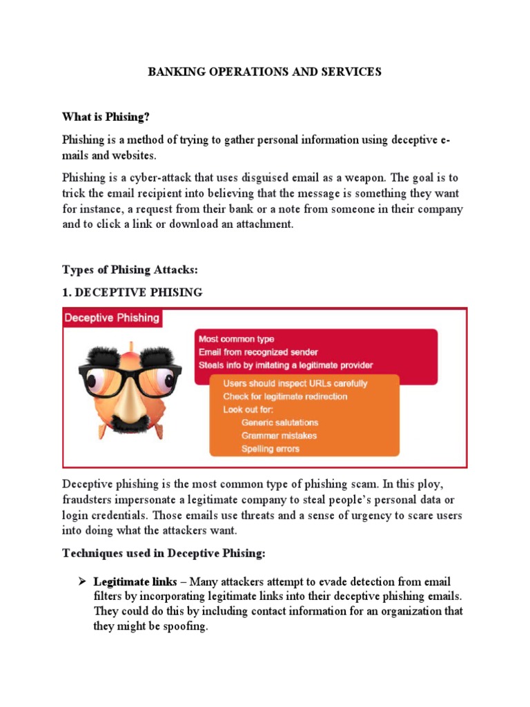 Banking Operations and Services: Types of Phising Attacks: 1. Deceptive ...