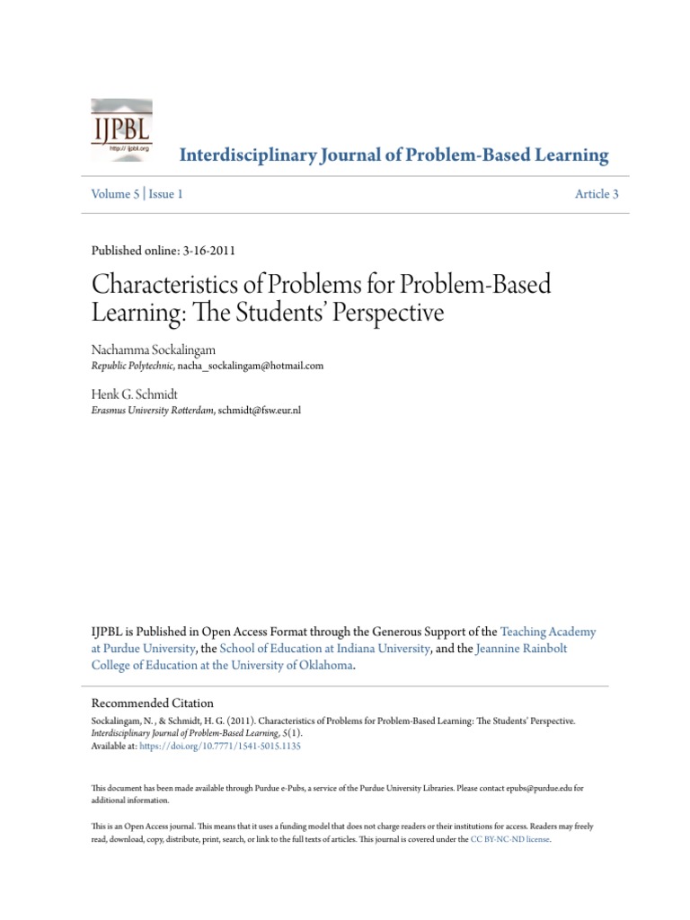 Characteristics of Problems For Problem-Based Learning: The Students ...