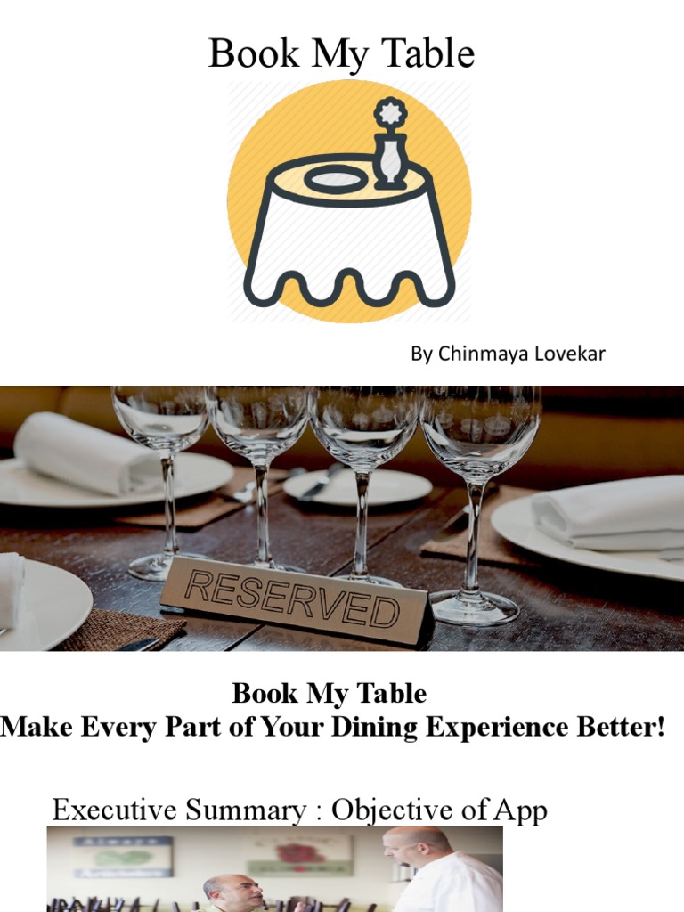 Book My Table: by Chinmaya Lovekar | PDF | Restaurants | Mobile App