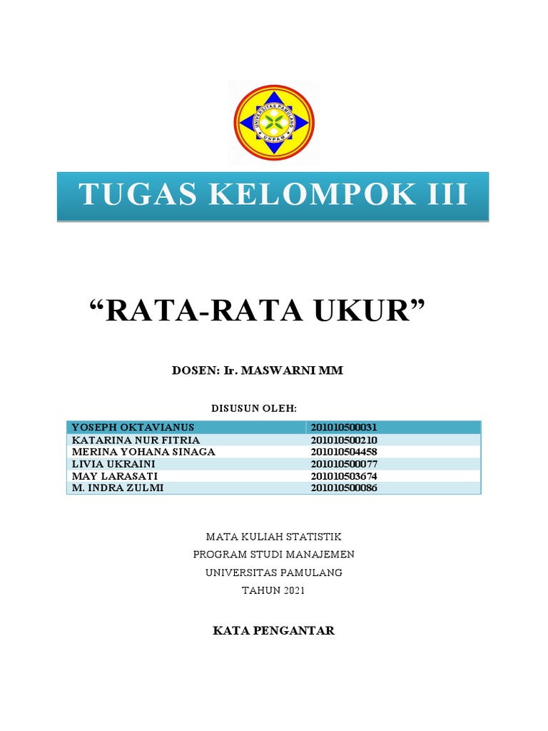 Tugas Statistik Kelompok 3 Rata-Rata Ukur | PDF