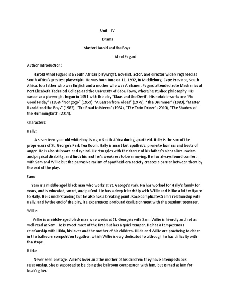 Themes and Characters in Master Harold | PDF | Apartheid
