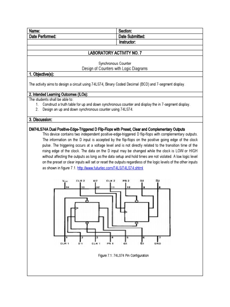 LABORATORY EXPERIMENT 07 Sequential 7474 | PDF | Electrical Engineering ...