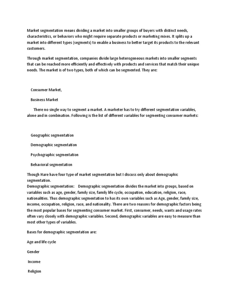 Assignment | PDF | Market Segmentation | Marketing