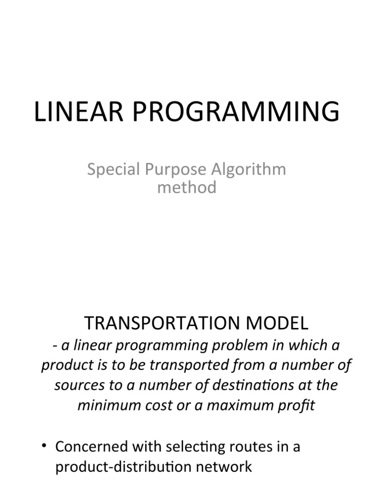 Linear Programming: Special Purpose Algorithm Method | PDF | Linear ...