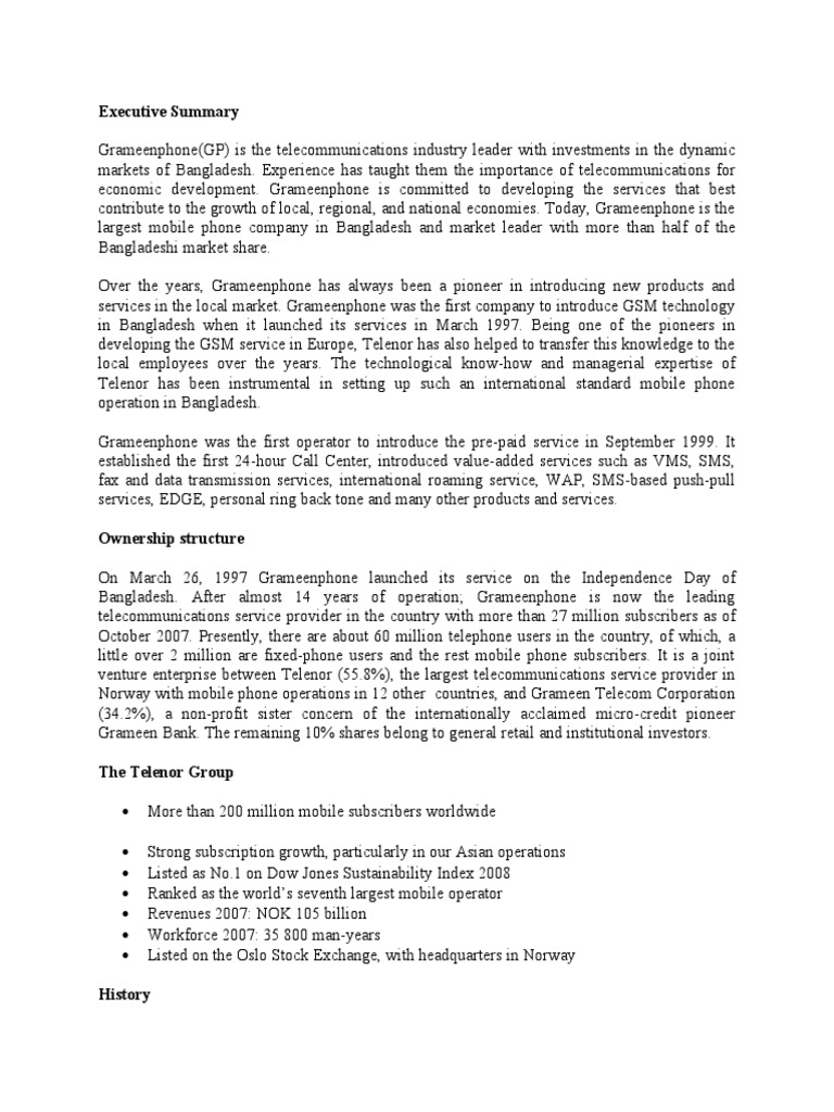 Executive Summary GP | PDF | Telecommunications | Information And ...