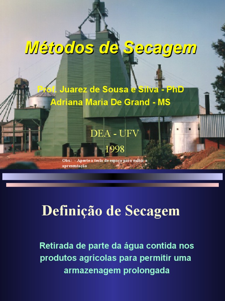 Métodos e Processos de Secagem Agrícola | PDF | Temperatura | Umidade