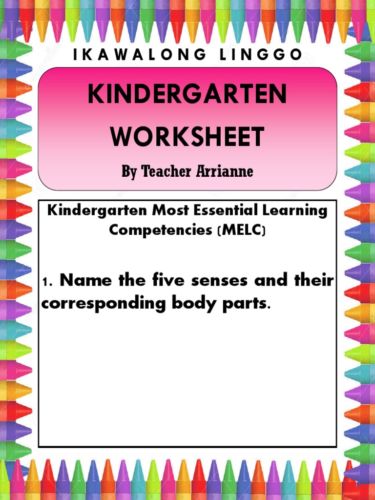 Kindergarten Worksheet Melc Week 8 | PDF