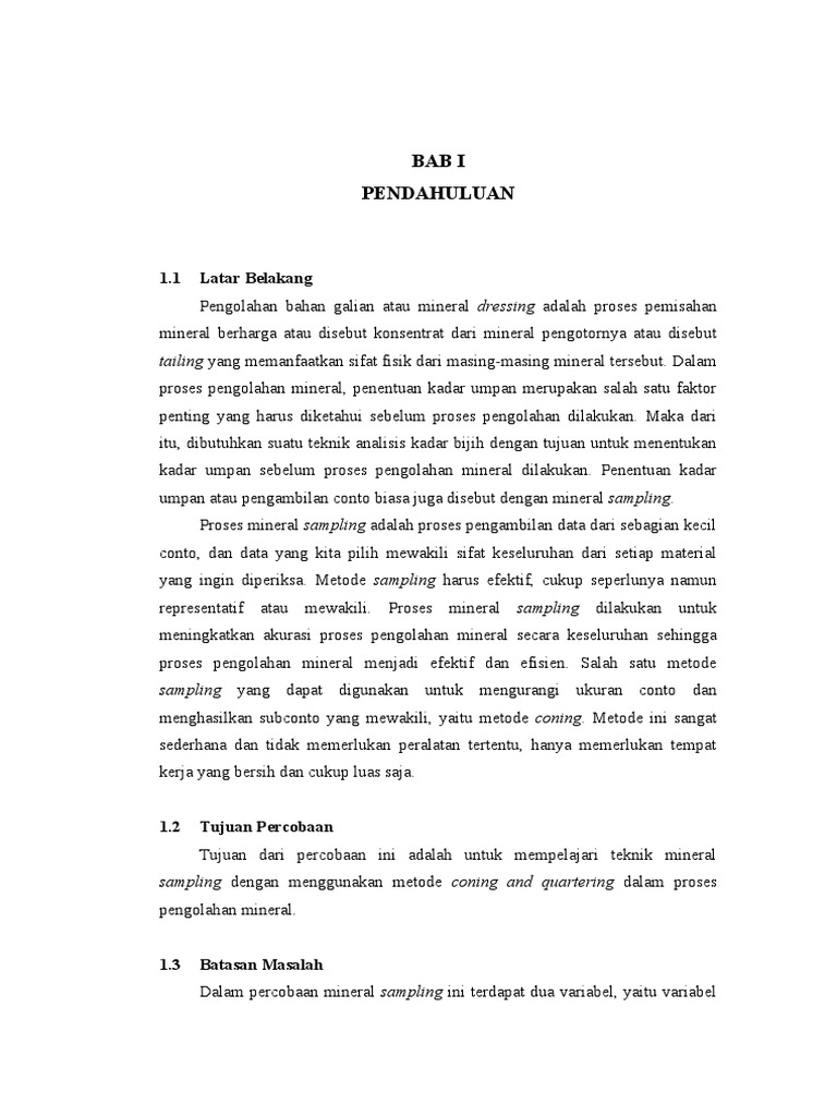 Teknik Sampling Mineral dengan Coning | PDF