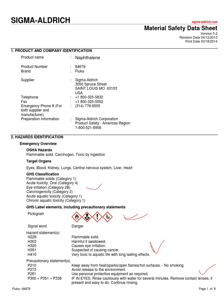 Sigma-Aldrich: Material Safety Data Sheet | PDF | Toxicity | Firefighting