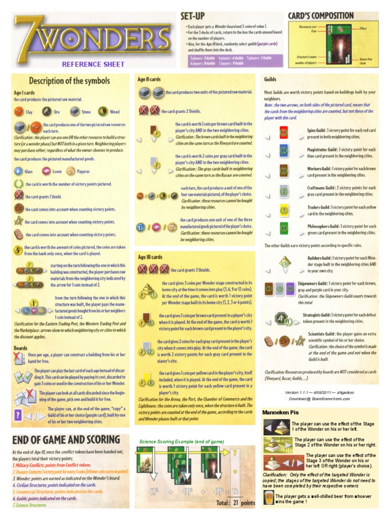 Reference Sheet: Science Scoring Example (End of Game) | PDF