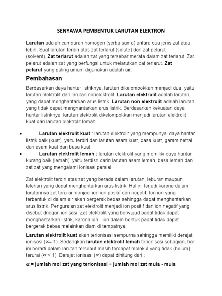 Senyawa Pembentuk Larutan Elektron | PDF | Sains & Matematika