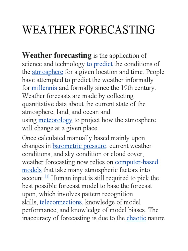 Weather Forecasting | PDF | Weather Forecasting | Meteorology