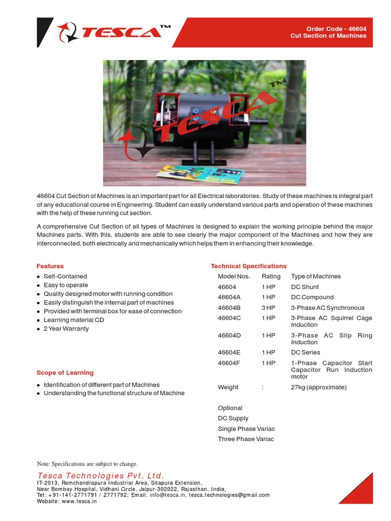 Cut Section of Electrical Machines | PDF | Electric Motor | Machines