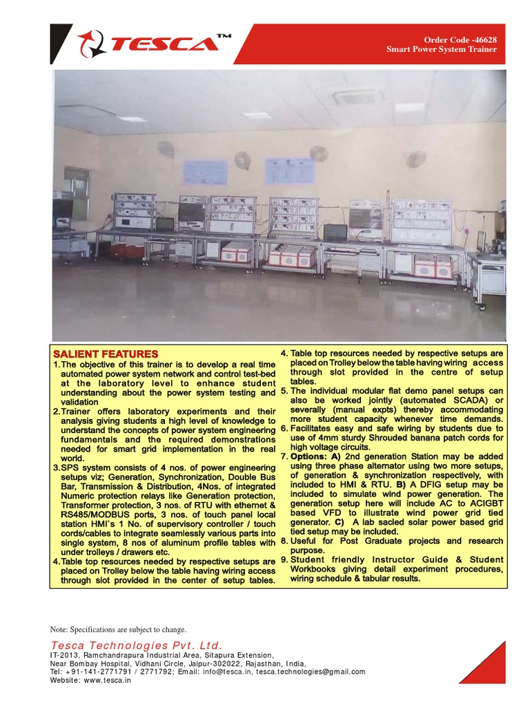 Smart Power System Trainer Specs & Experiments | PDF | Transformer ...