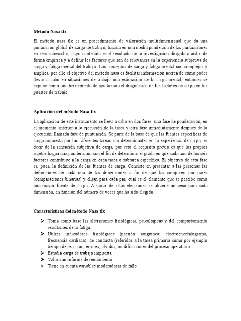 Método Nasa TLX | PDF