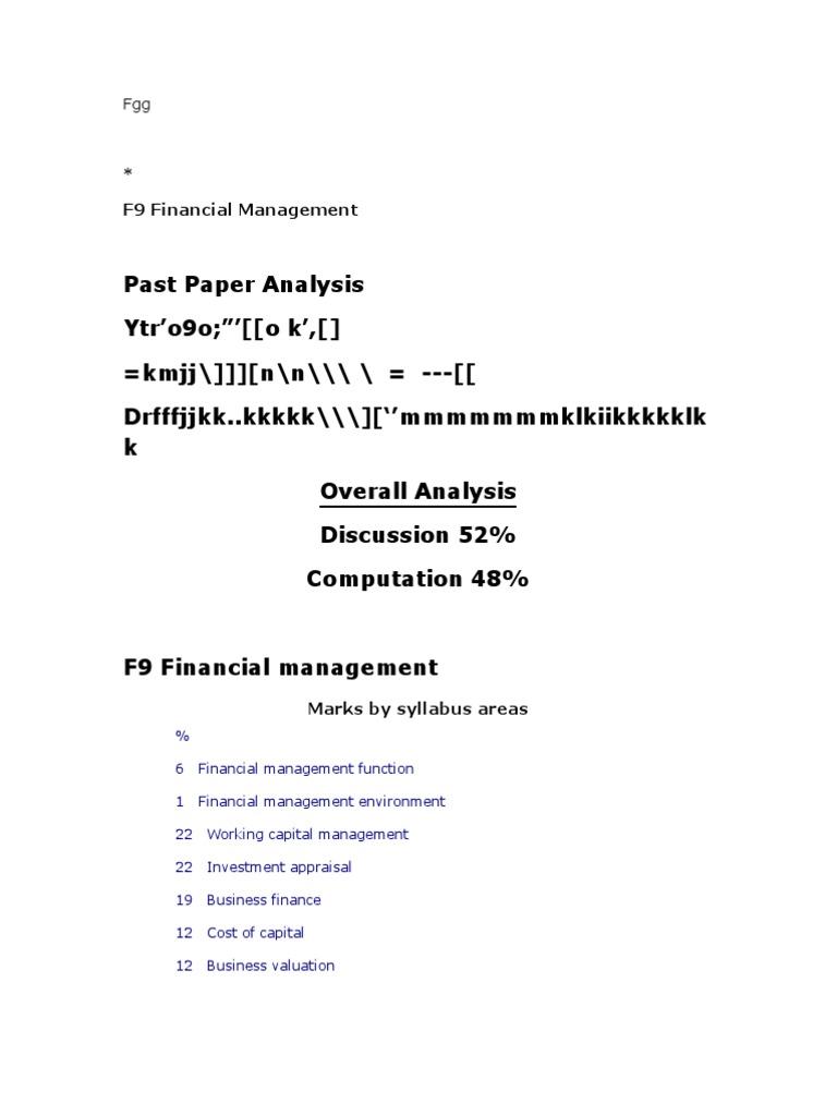 ACCA F9 Past Paper Analysis | PDF | Cost Of Capital | Real Estate Appraisal