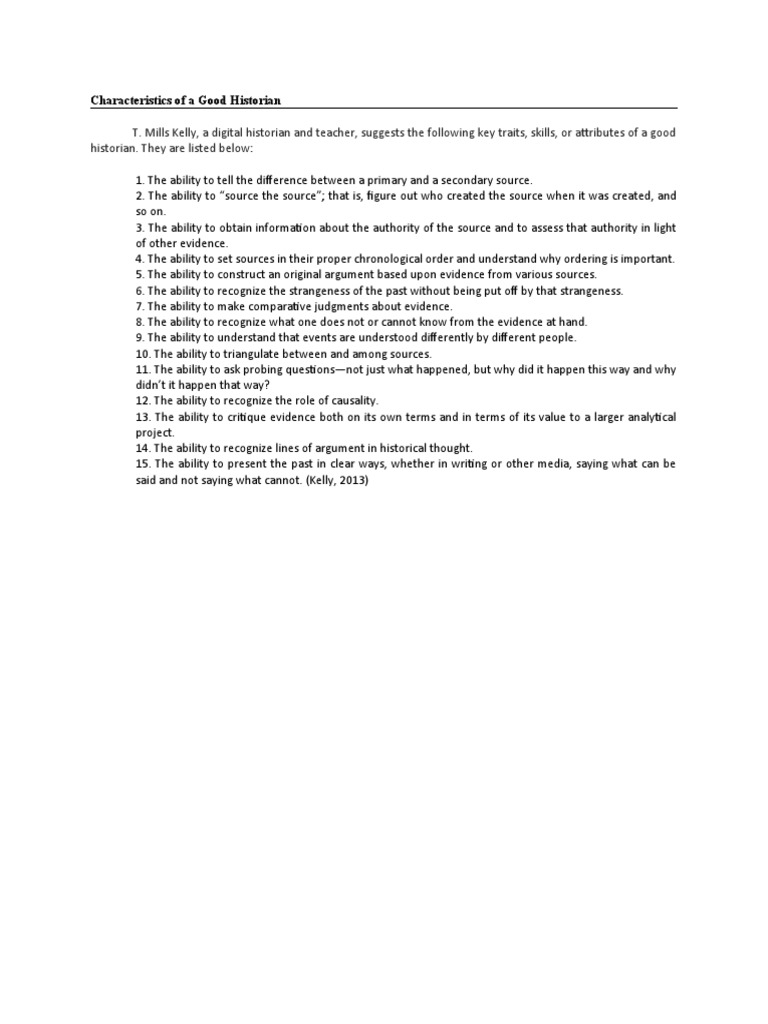 Characteristics of A Good Historian | PDF
