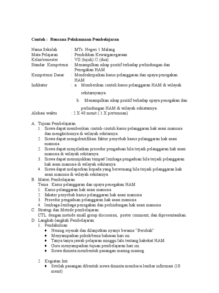 Contoh RPP PKN | PDF