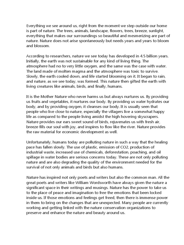 Essay About Nature | PDF | Nature | Water