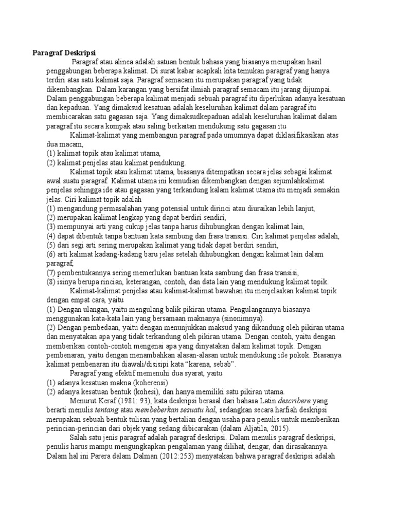 Paragraf Deskripsi | PDF | Filsafat | Seni & Disiplin Bahasa