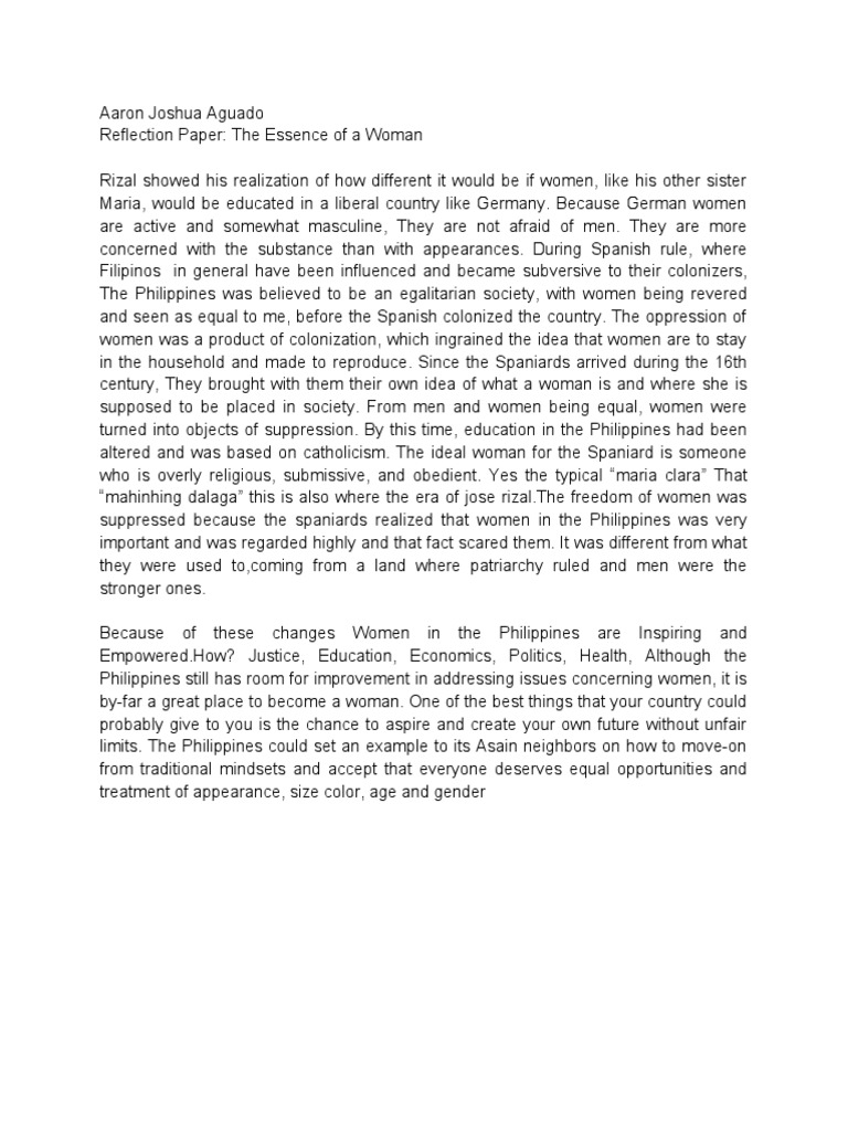 Reflection Paper - The Essence of A Woman | PDF