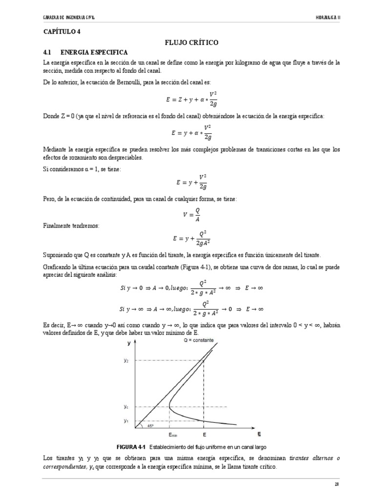 Cap 4 - Flujo Critico | PDF | Canal | Descarga (hidrología)