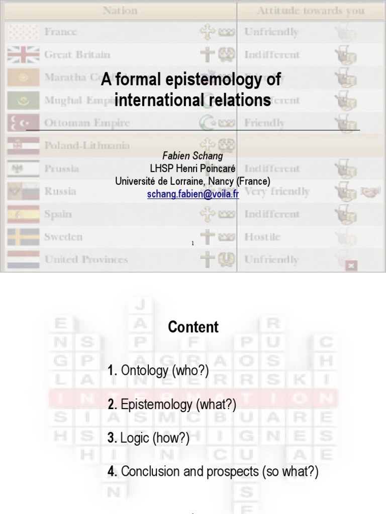 A Formal Epistemology of International Relations | PDF | Epistemology ...