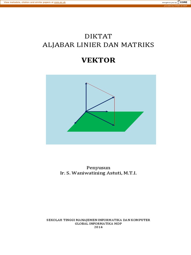 Diktat Aljabar Linier Dan Matriks: Vektor | PDF | Komputer