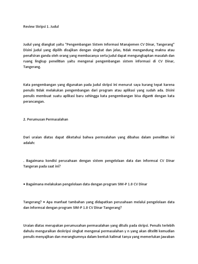 Review Skripsi | PDF