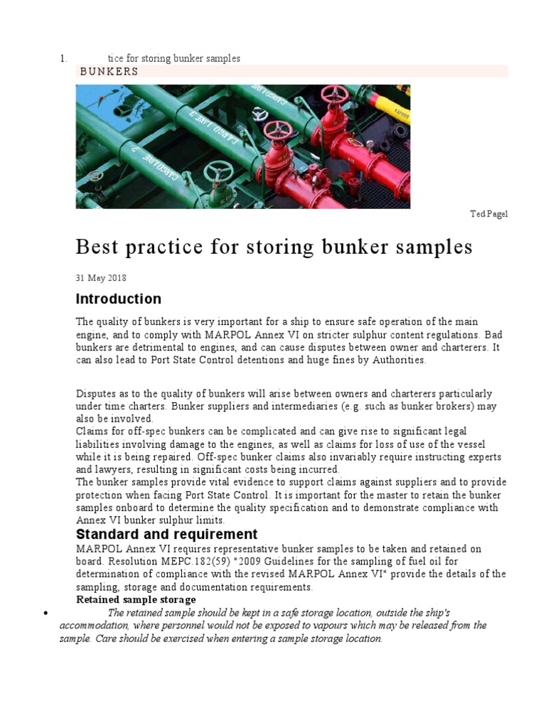 Best Practice For Storing Bunker Samples | PDF | Fuel Oil