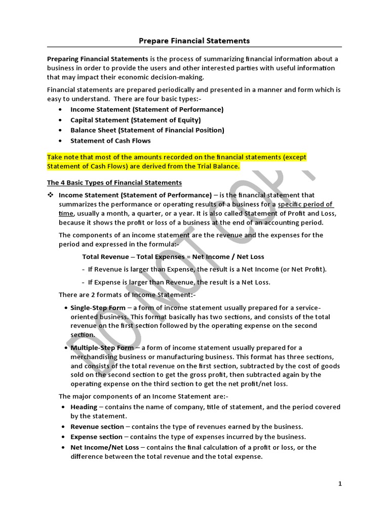 A Comprehensive Guide to Preparing the Four Basic Types of Financial ...