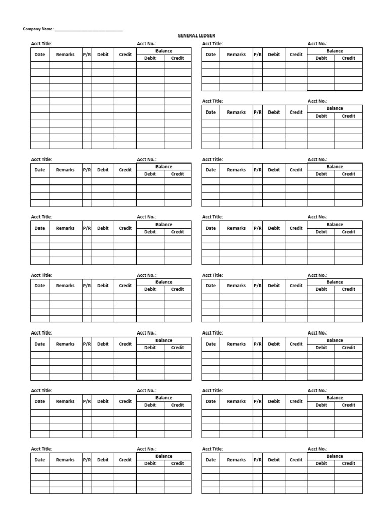 Ledger Template EDoc | PDF | Debits And Credits | Accounting