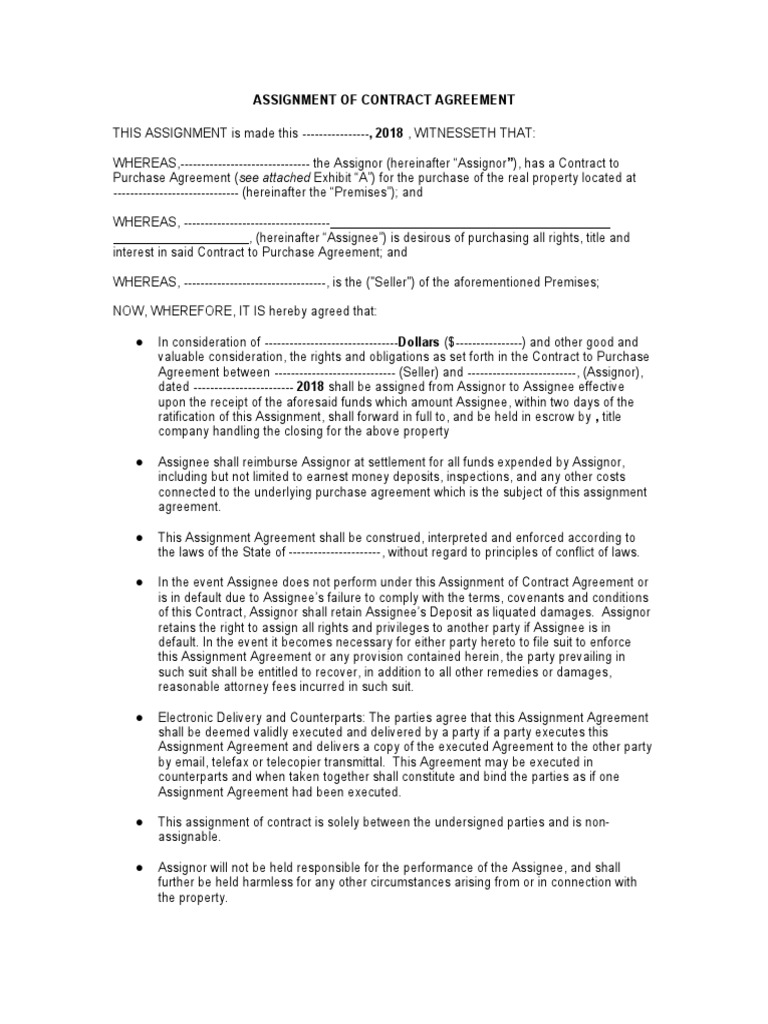 Assignment of Contract (Correct Version) | PDF | Assignment (Law) | Law ...