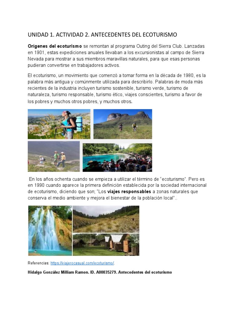 Unidad 1 Actividad 2.ecoturismo | PDF