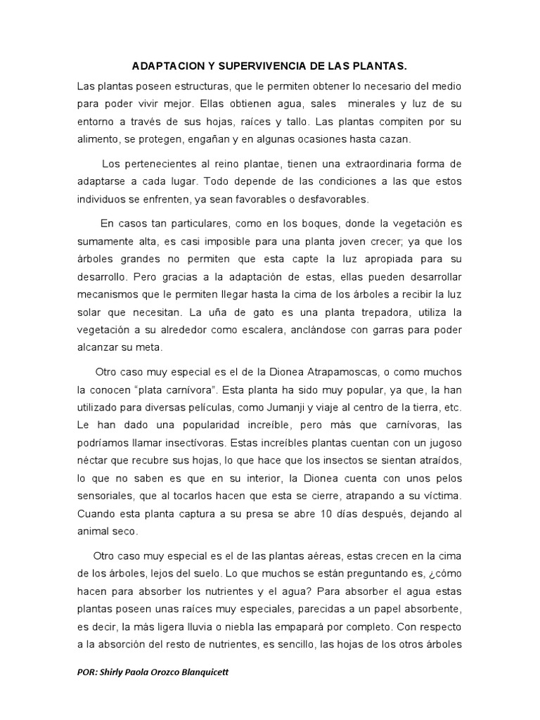 Adaptaciones y Supervivencia de Plantas | PDF | Plantas | Organismos