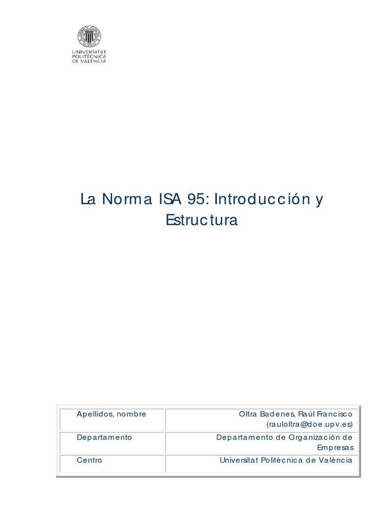 Oltra - La Norma ISA 95 | PDF | Información | Planificación de recursos ...