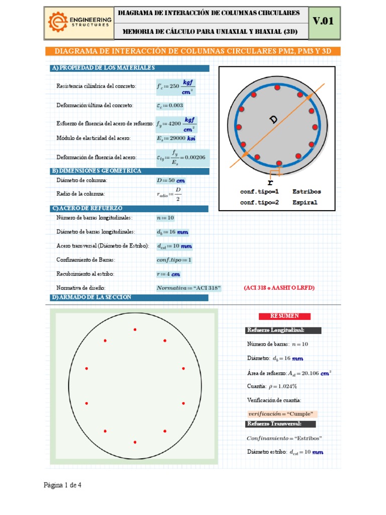 Columnas Circulares Uniaxial y Biaxial | PDF | Materiales | Ingeniería ...