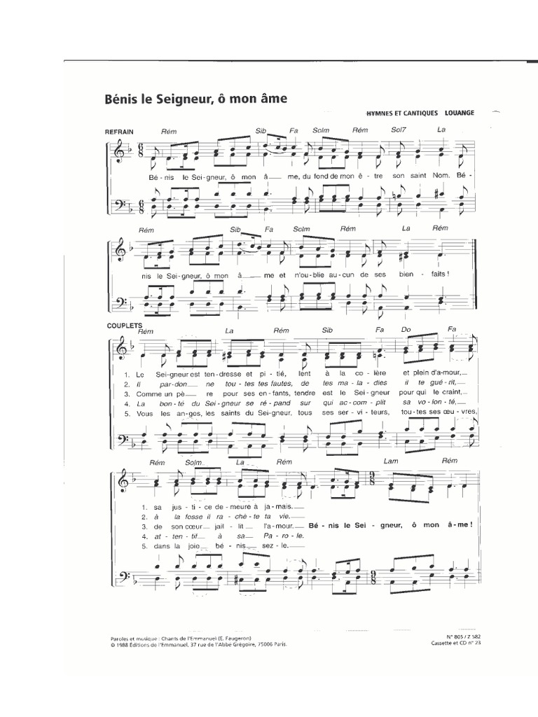 Bénis Le Seigneur, Ô Mon Âme | PDF Bénis Le Seigneur, Ô Mon Âme | PDF
