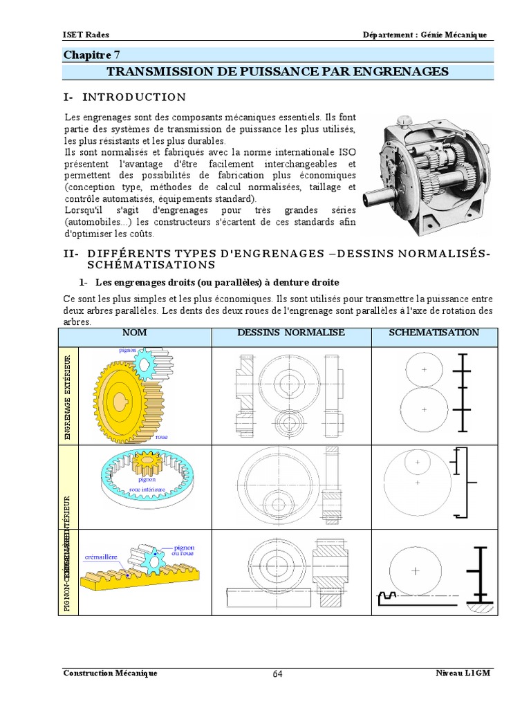 Chap-3 Transmission de Puissance Par Engrenages | PDF | Ingénierie mécanique | Machine