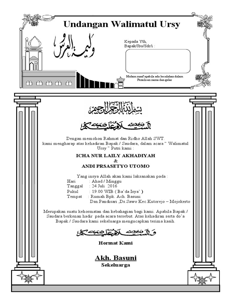 Undangan Walimatul Ursy Yang Bisa Di Edit Format Word Doc014 | PDF