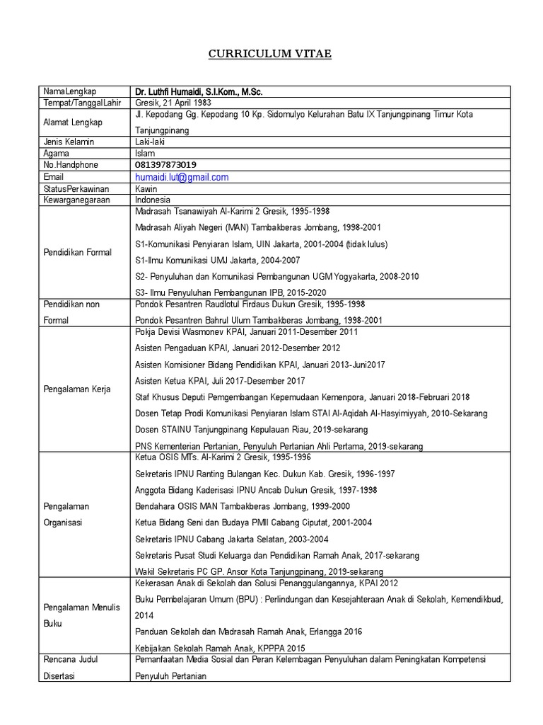 CV Lutfi Humaidi 11-2021 | PDF