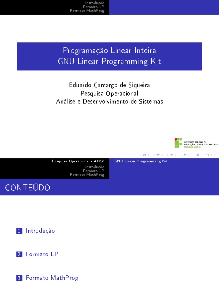 Programaao Linear Inteira Gnu Linear Programming Kit | PDF | Gnu | Carne