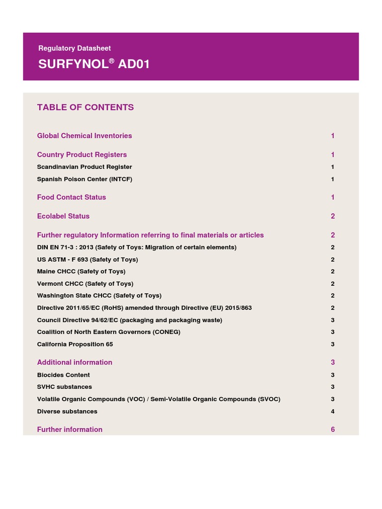 Surfynol Ad01 | PDF | Volatile Organic Compound | Calcium