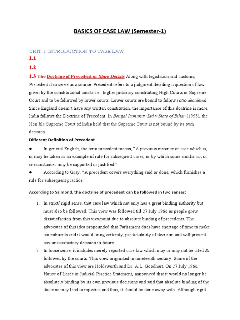 Basics of Case Law | PDF | Obiter Dictum | Precedent